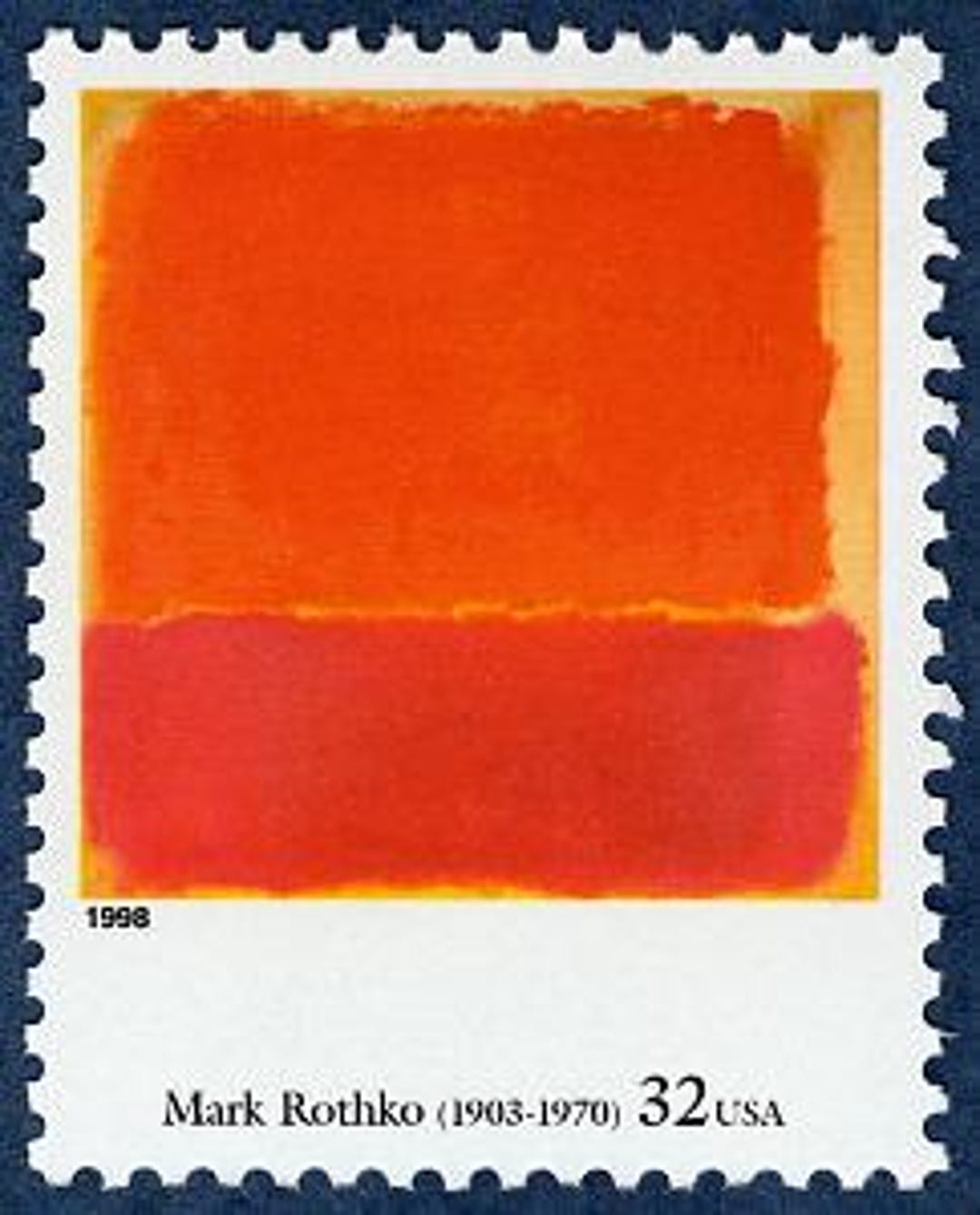 4x MARK ROTHKO #12 Artist PAINTING 1998 32c Orange Unused Postage Stamp ...