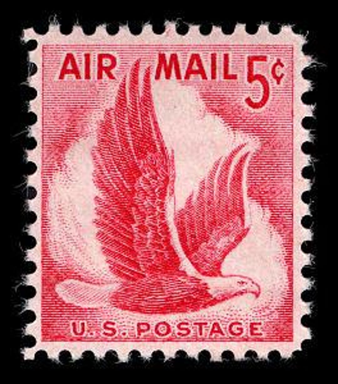 20x Eagle Airmail 1958 Red 5c Unused Vintage Postage Stamp. Free ...