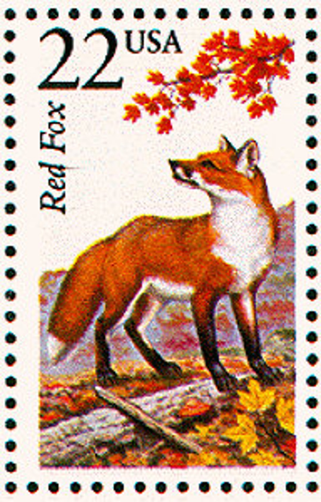 5x RED FOX American Wildlife 1987 22c Unused Vintage Postage Stamp ...