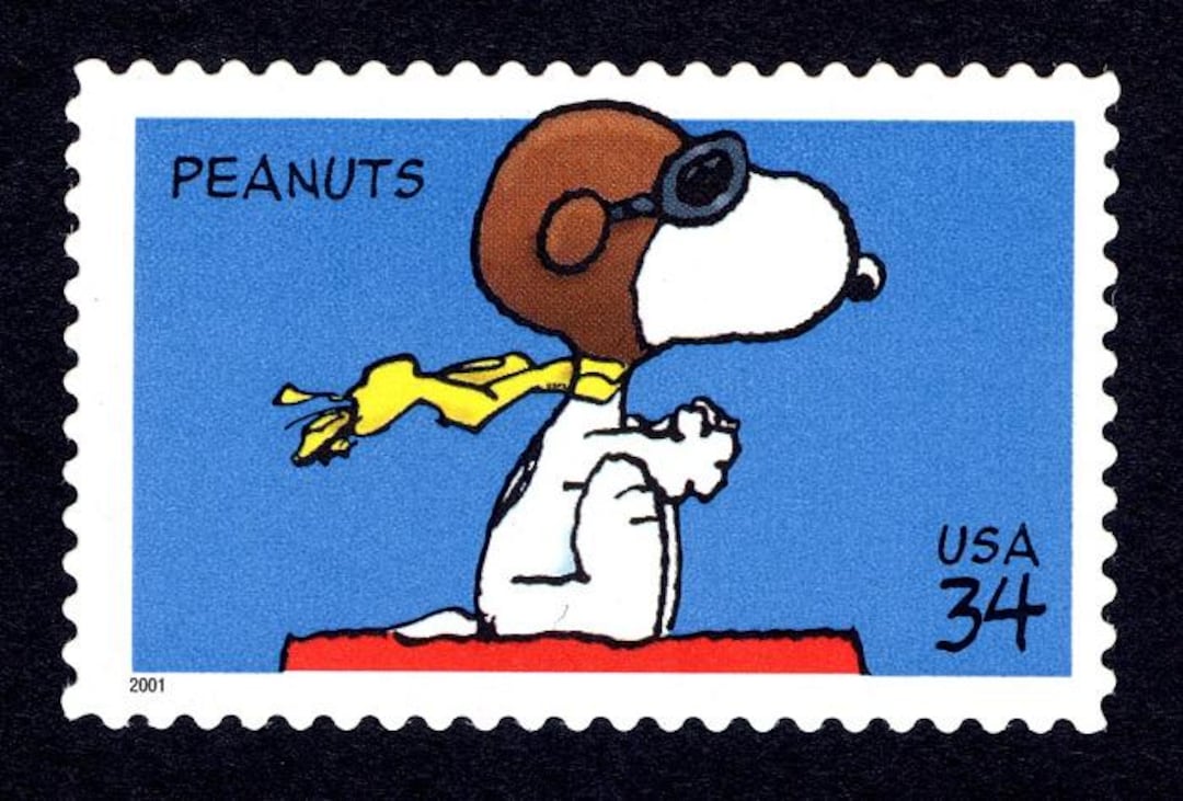 6x SNOOPY Peanuts Red Baron Charlie Brown Cartoon COMICS 2001 34c Blue ...