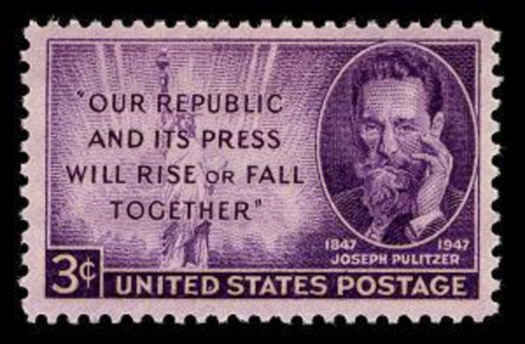 20x Joseph Pulitzer JOURNALIST Newspaper 1947 3c Purple Unused Postage ...
