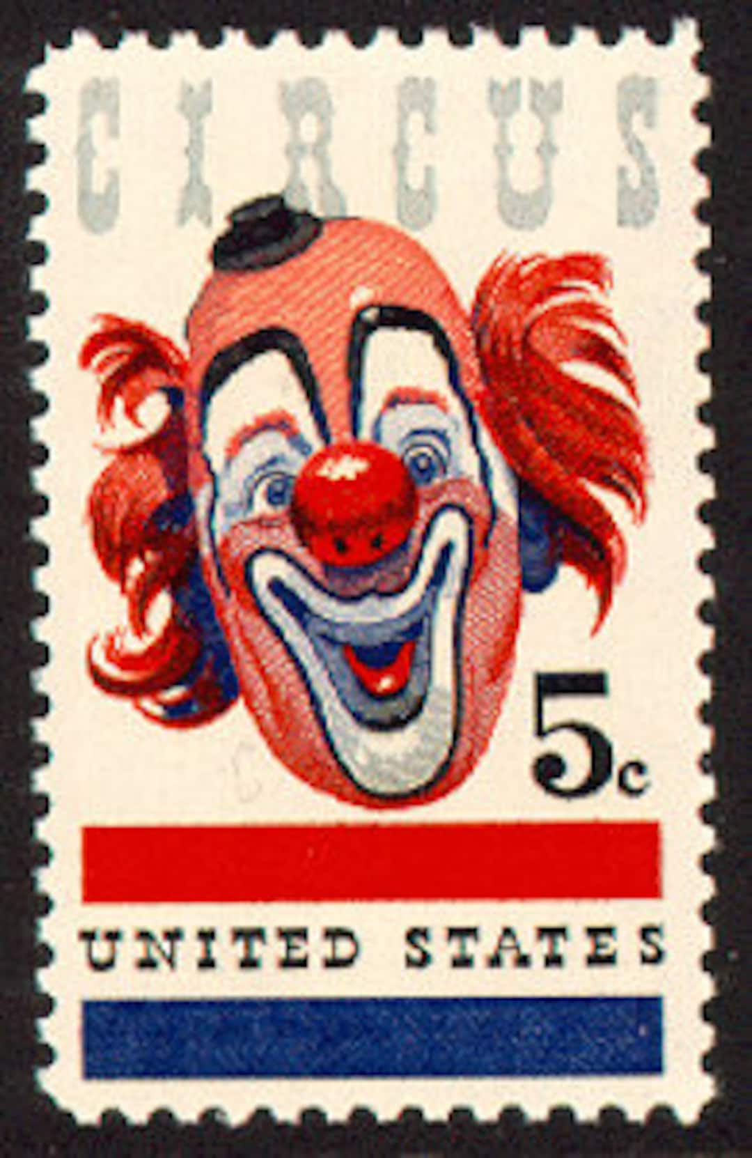 20x CLOWNS Clownette Coulrophilia Circus 1966 Red & Blue 5c Unused ...