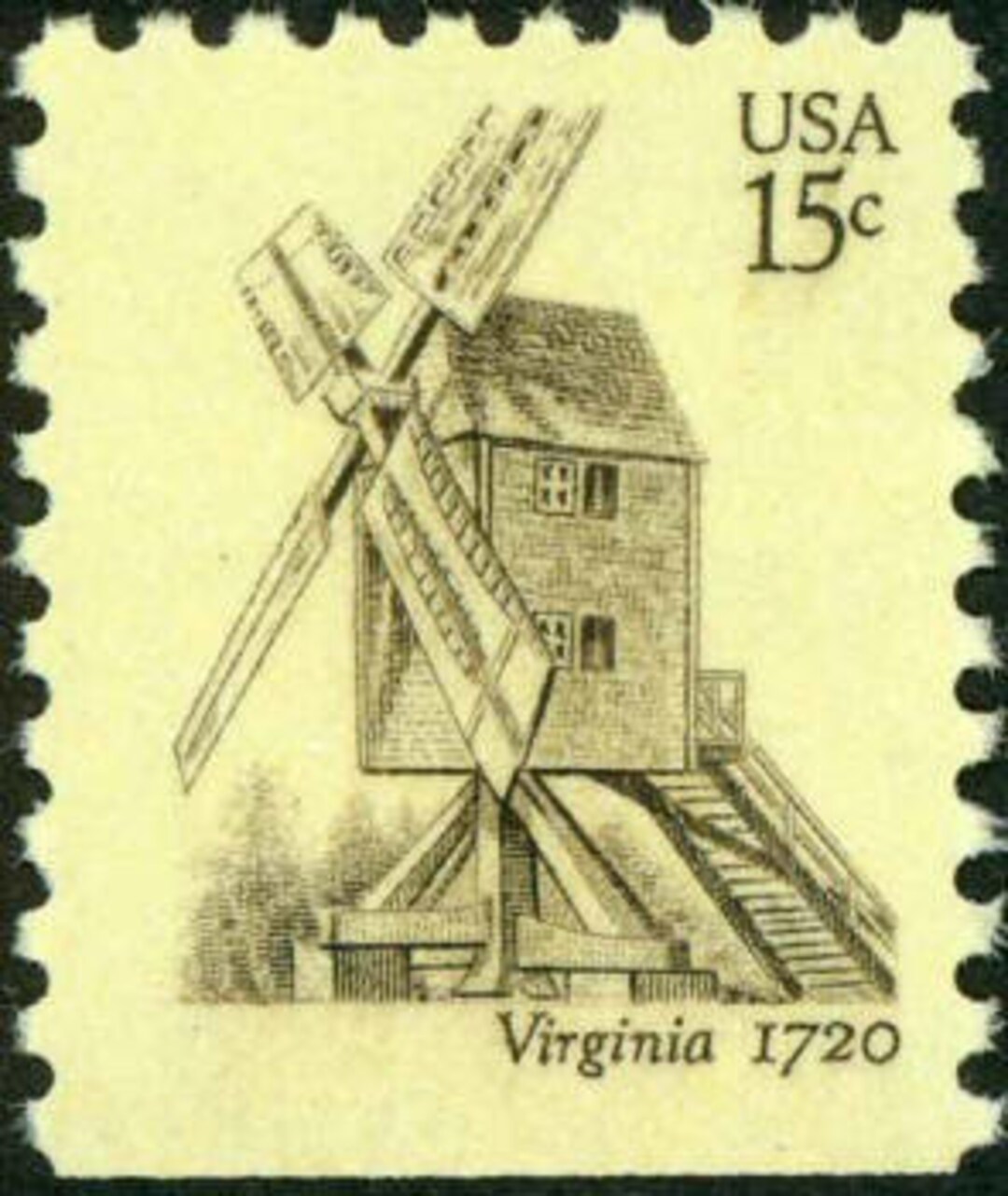 5x VIRGINIA WINDMILL Williamsburg 1978 15c Unused Postage Stamps Free ...