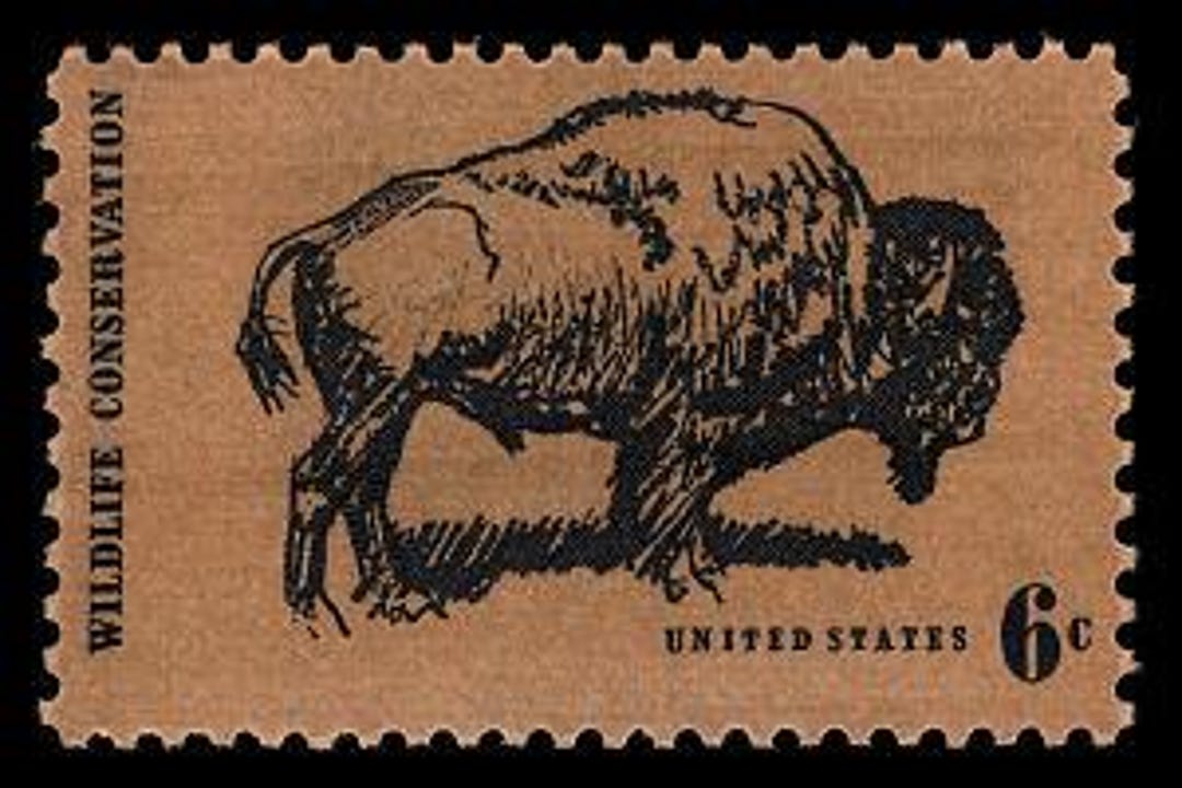 15x BUFFALO BISON Wyoming Montana Wildlife 1970 6c Brown Unused Postage ...