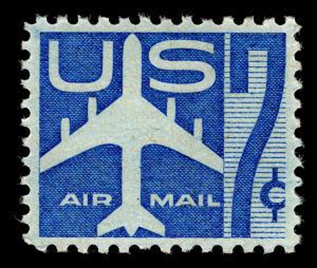 20x Airplane Airmail 1958 7c Blue Unused Postage Stamp Free Shipping ...