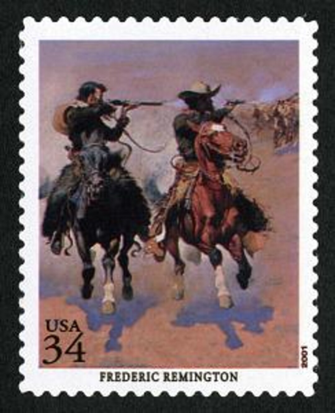 4x Frederic Remington Cowboy AMERICAN ILLUSTRATOR Artist 2001 34c ...