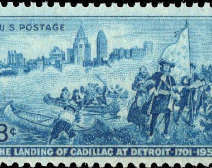 20x DETROIT MICHIGAN Landing of Antoine Cadillac 1951 3c Blue Unused ...
