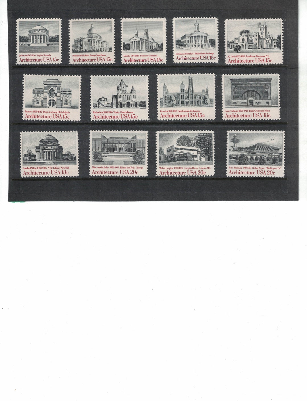 13 Diff ARCHITECTURE Famous Architects Buildings Black & White Postage ...