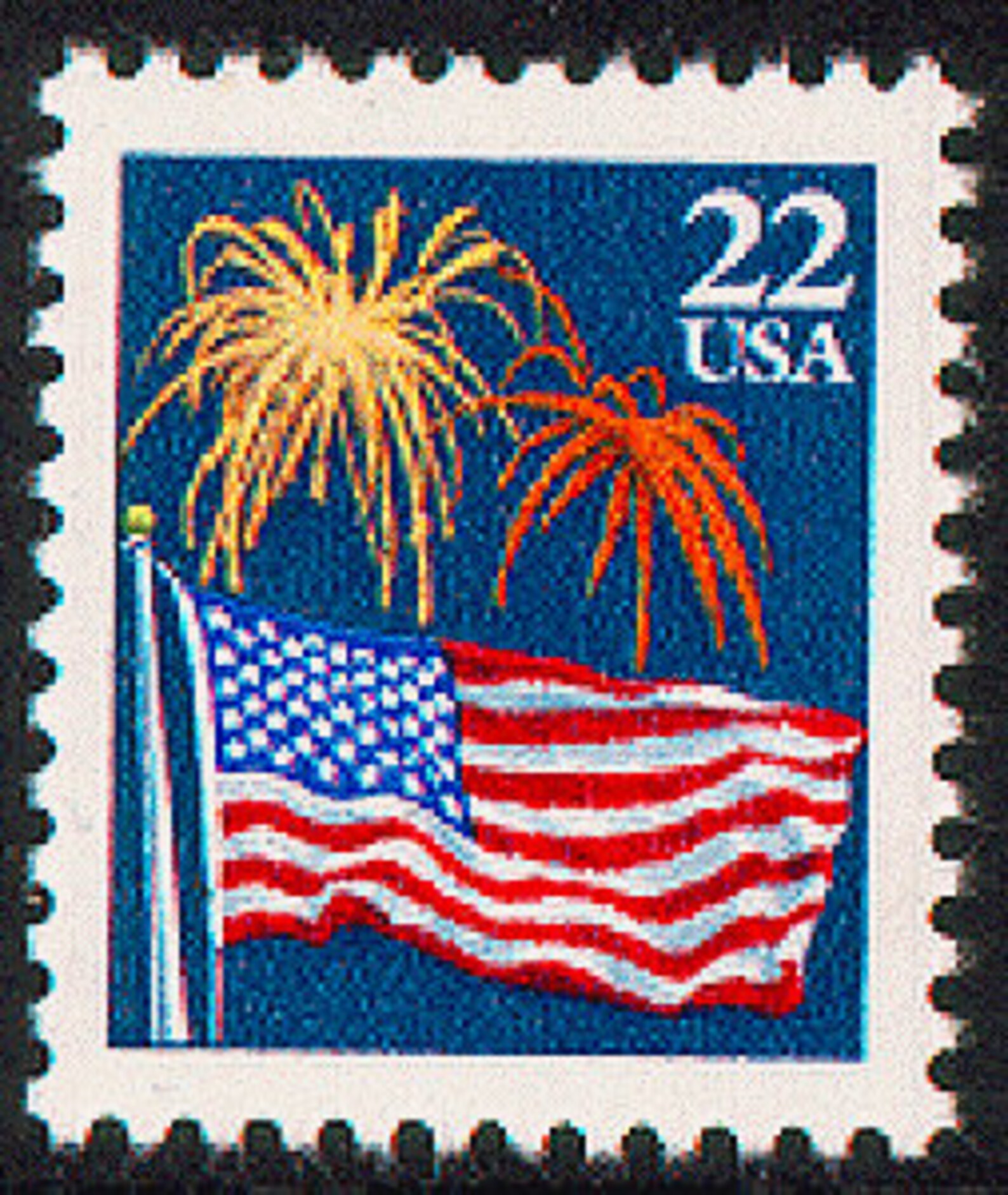 10x FIREWORKS & FLAG 4th of July 1987 22c Vintage Postage Stamps Free ...