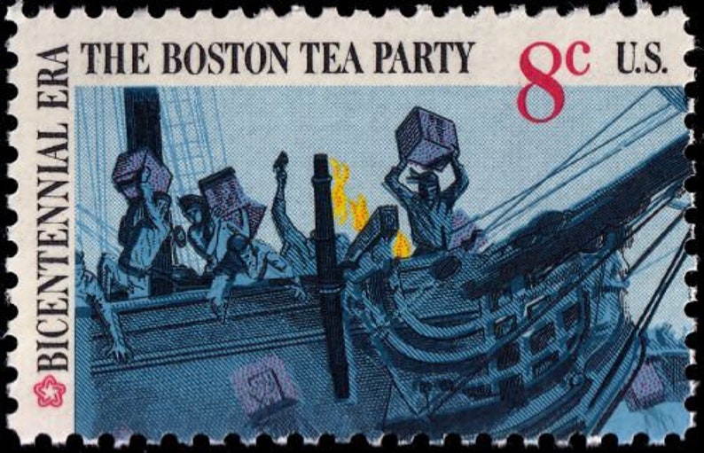 24x BOSTON TEA PARTY American Bicentennial 4 Diff 1973 8c Blue Postage ...