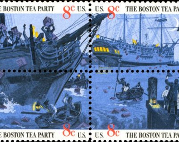 24x BOSTON TEA PARTY American Bicentennial 4 Diff 1973 8c Blue Postage ...