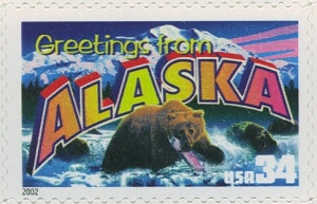 5x ALASKA 2002 34c Unused Vintage Postage Stamp. Greetings From America ...