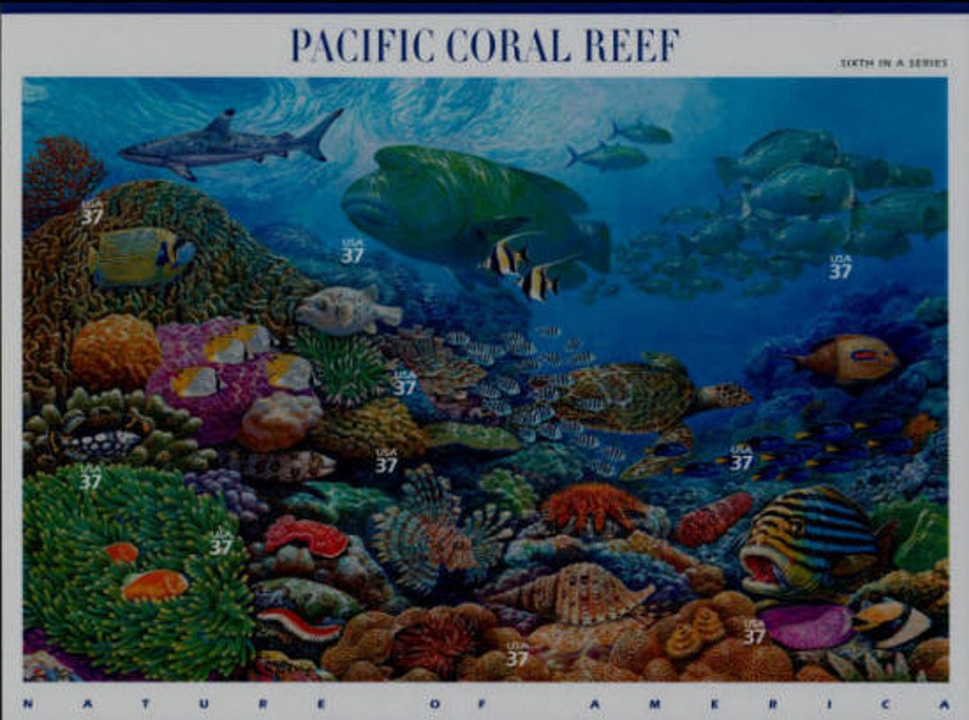 PACIFIC CORAL REEF Sheet of 10 Diff 37c Unused Postage Stamps Free ...