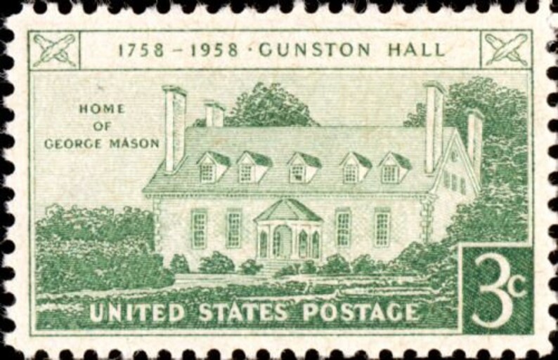 20x GUNSTON HALL Virginia Architecture George Mason 1958 3c Green ...