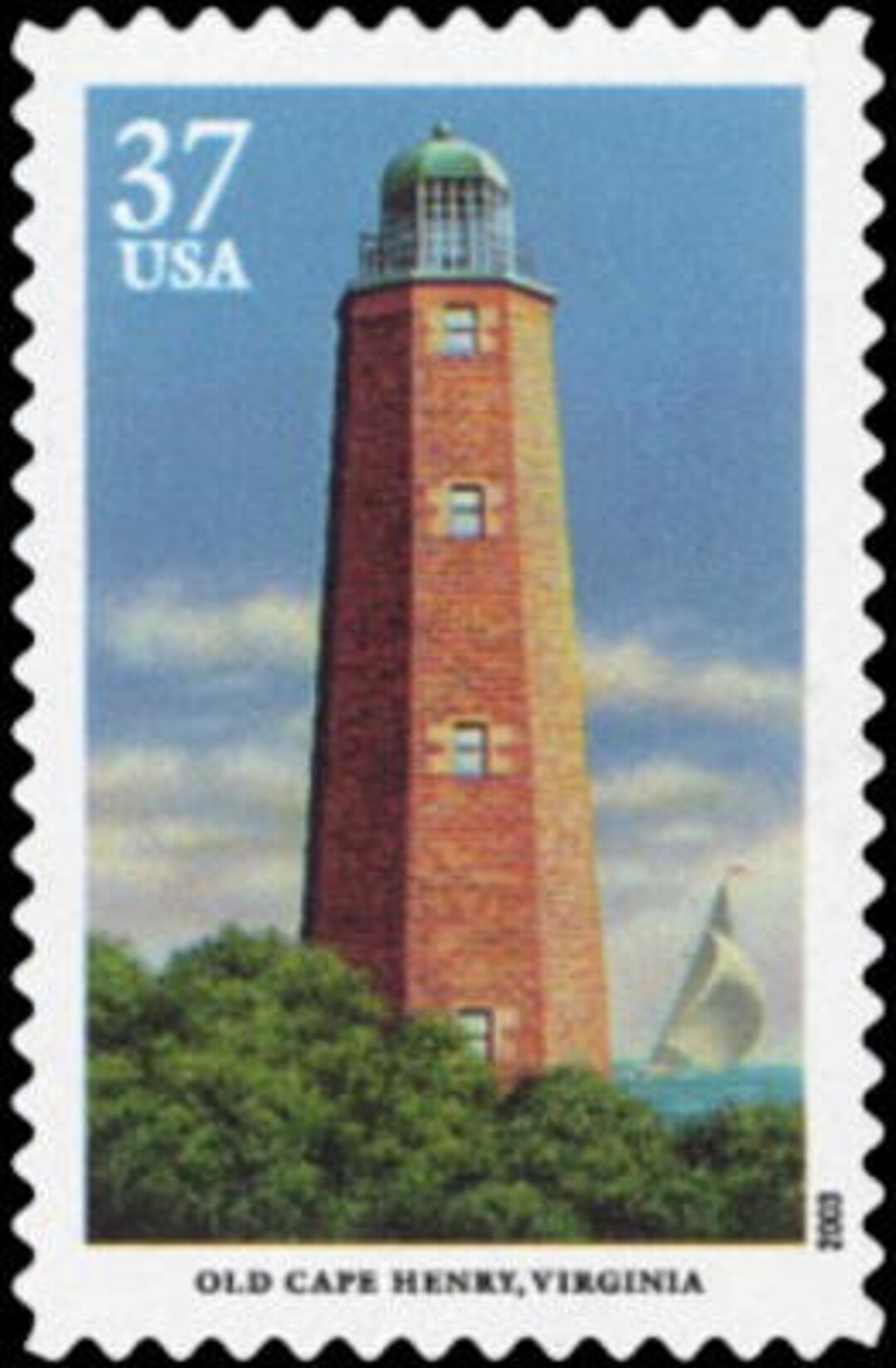 5x Old CAPE HENRY VA Lighthouse 2003 37c Unused Postage Stamp Free ...