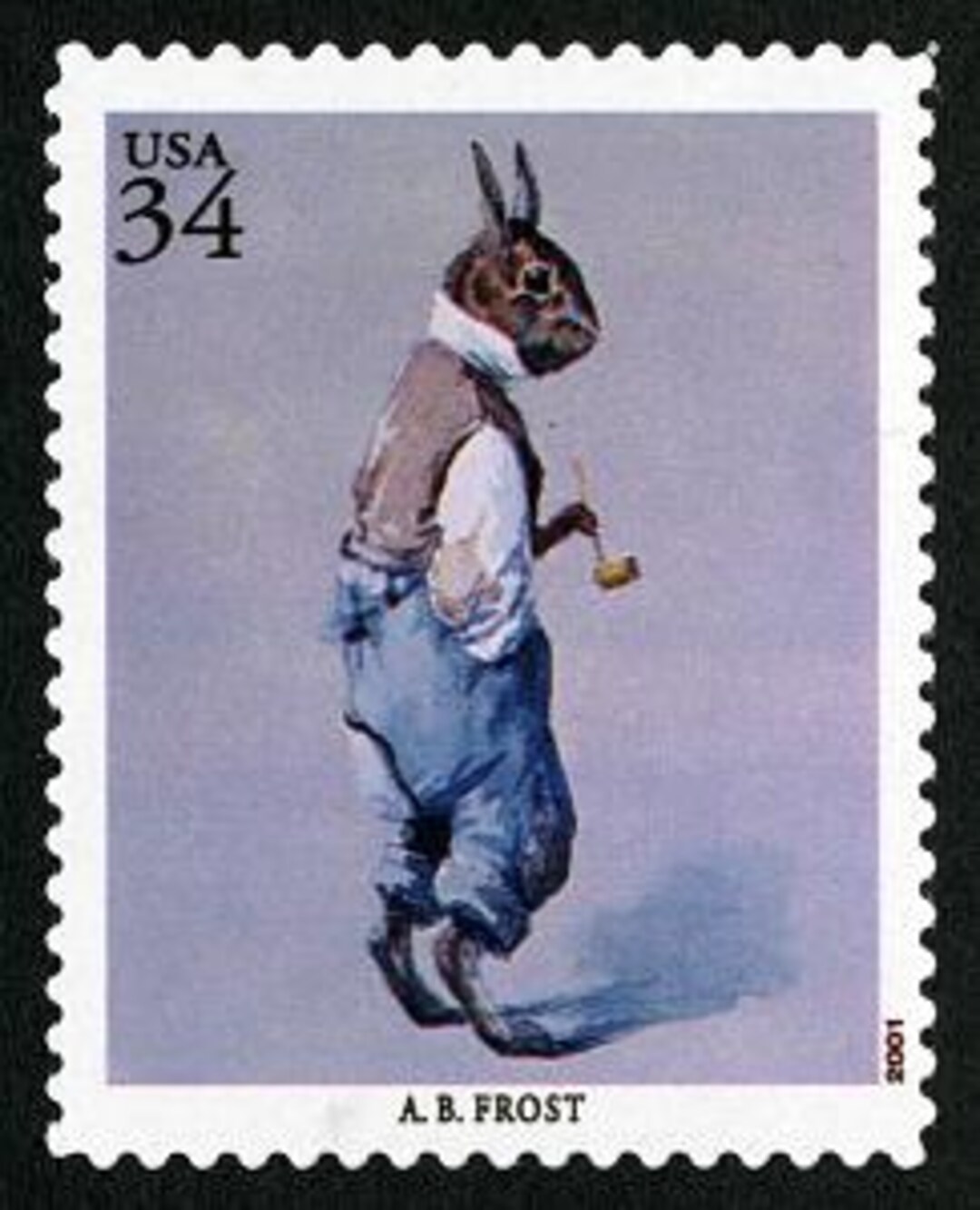 4x Arthur Frost Rabbit AMERICAN ILLUSTRATOR Artist 2001 34c Gray Unused ...
