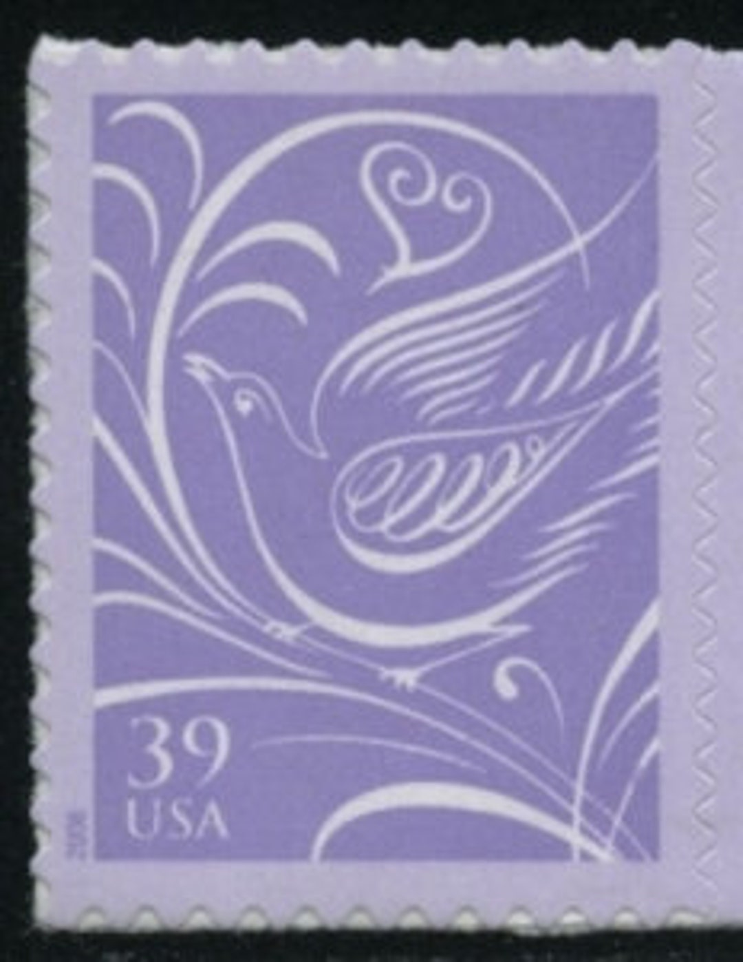 5x WHITE DOVE Wedding Invitation Stamps Lavender 39c Unused Postage ...