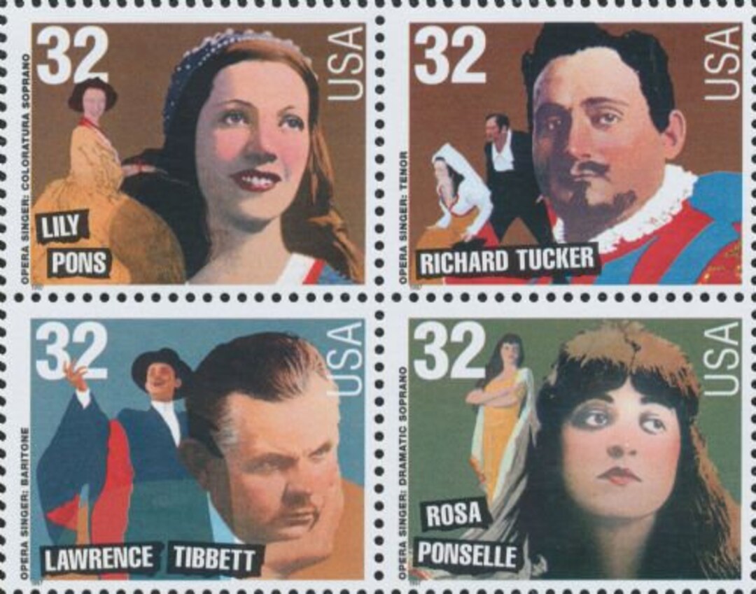 8x OPERA SINGERS Pons Tucker Tibbett Ponselle 4 Diff 1997 32c Unused ...