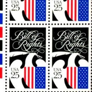 8x BILL OF RIGHTS Constitution 1989 25c Unused Vintage Postage Stamps ...