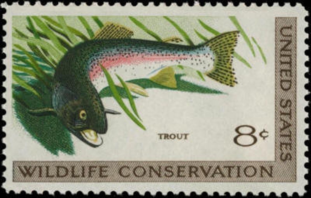 10x TROUT FISH Wildlife Conservation 1971 8c Unused Vintage Postage ...