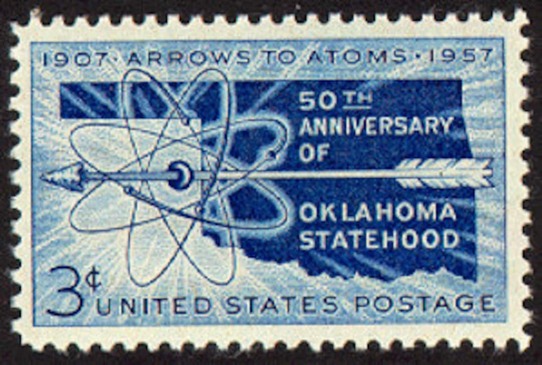 20x OKLAHOMA STATEHOOD Tulsa Sooners Anniversary 1957 3c Blue Unused ...
