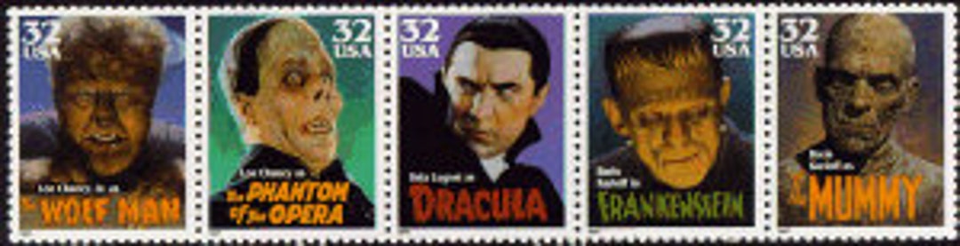 10x MOVIE MONSTERS Dracula Frankenstein Mummy 5 Diff HALLOWEEN 1997 32c ...