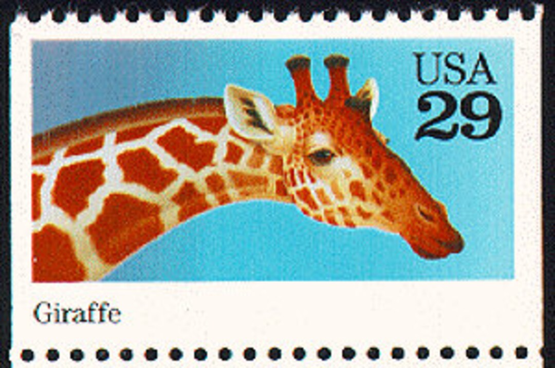 6x GIRAFFE Zoo Animals 1992 29c Vintage Postage Stamp Free Shipping ...