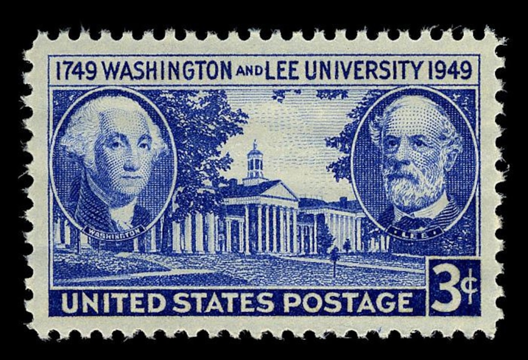 20x WASHINGTON and LEE UNIVERSITY Lexington Virginia 1949 Blue 3c ...