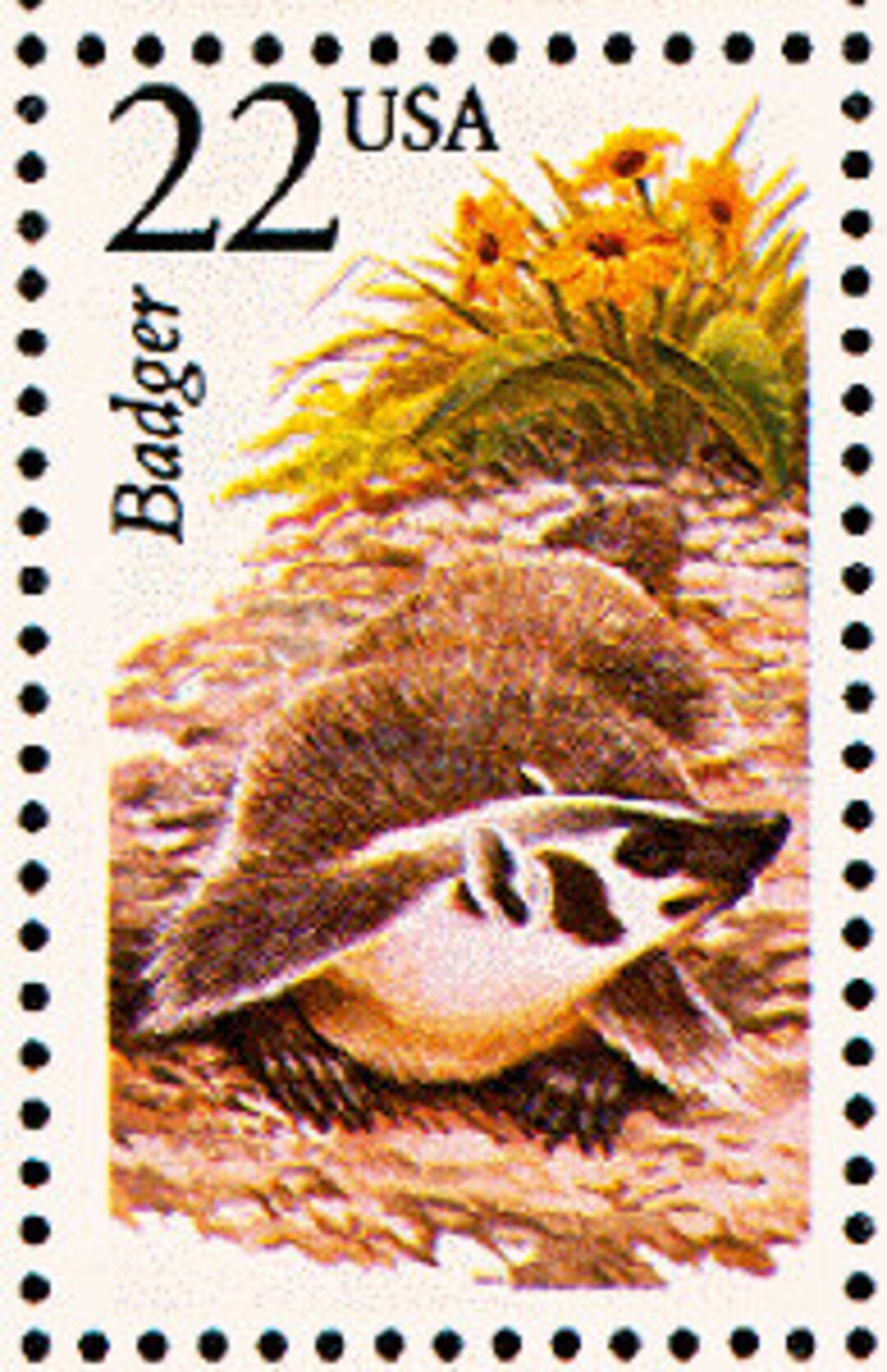 5x BADGER Wisconsin American Wildlife 1987 22c Unused Vintage Postage ...