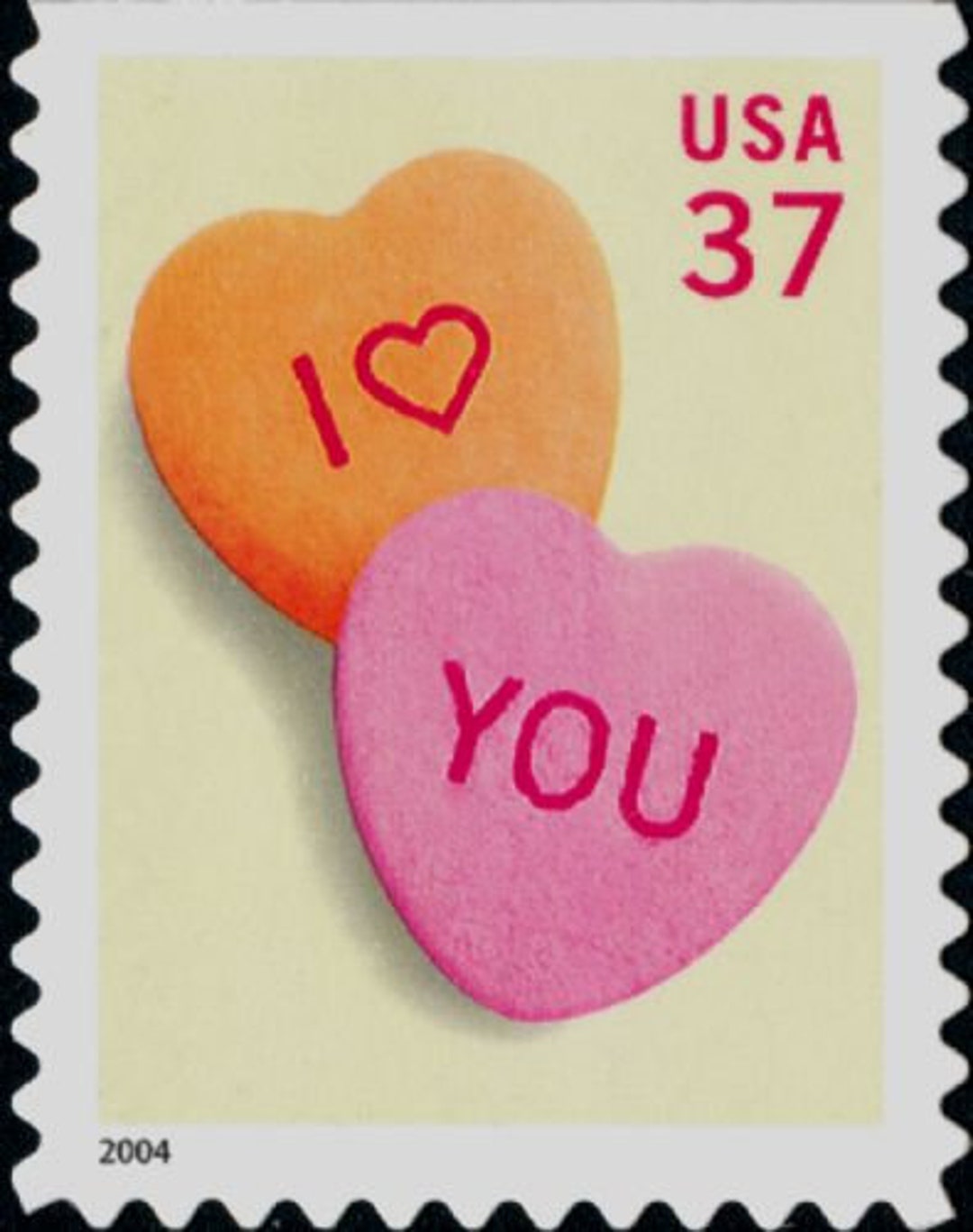 5x LOVE YOU Candy Hearts Valentines Romance Weddings 2004 37c Postage ...