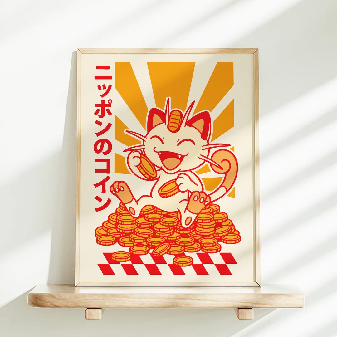 Meowth Money Poster: Japanese Anime Art Print (digital Download) - Etsy