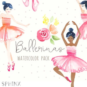 Watercolor Ballerina Clipart | Dance and Ballet Shoes Clip Art - Floral ...
