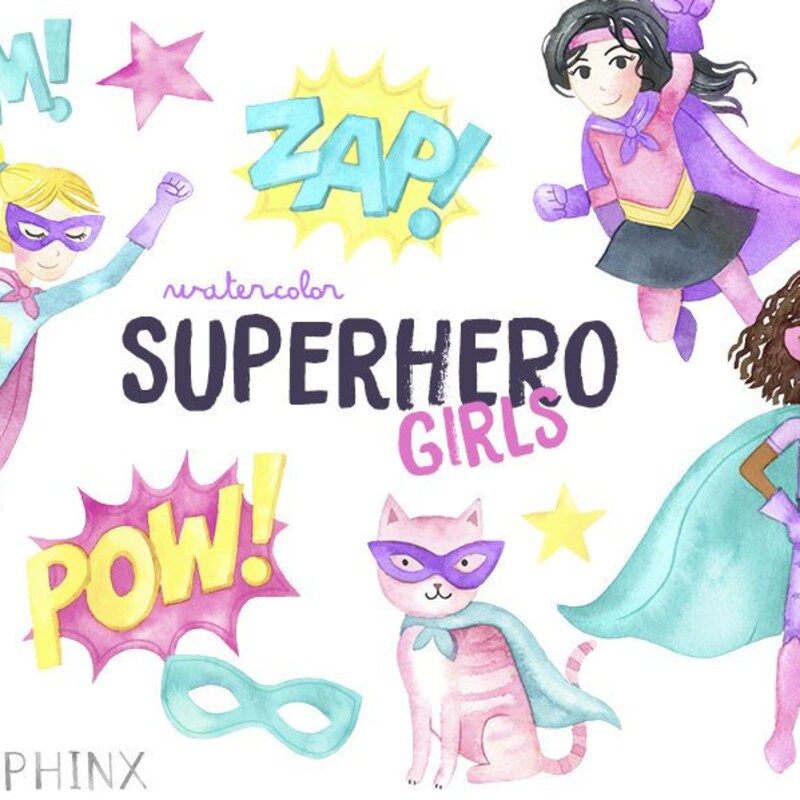 Superhero Clipart - Etsy