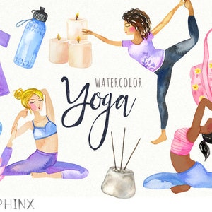 Watercolor Yoga Clipart | Zen Fitness Graphics - With Yoga Poses ...