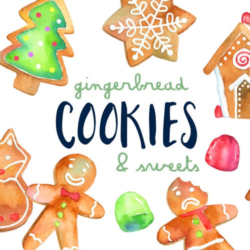 Christmas Cookies Clipart Gingerbread Man Clip Art Holiday - Etsy
