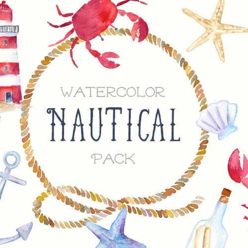 Watercolor Nautical Clipart Ocean Clipart Sailboat - Etsy