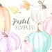 Pastel Pumpkins Clipart | Watercolor Pumpkin and Leaves - Fall Clip Art ...