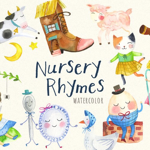 Watercolor Nursery Rhymes Clipart Mother Goose Clip Art - Etsy