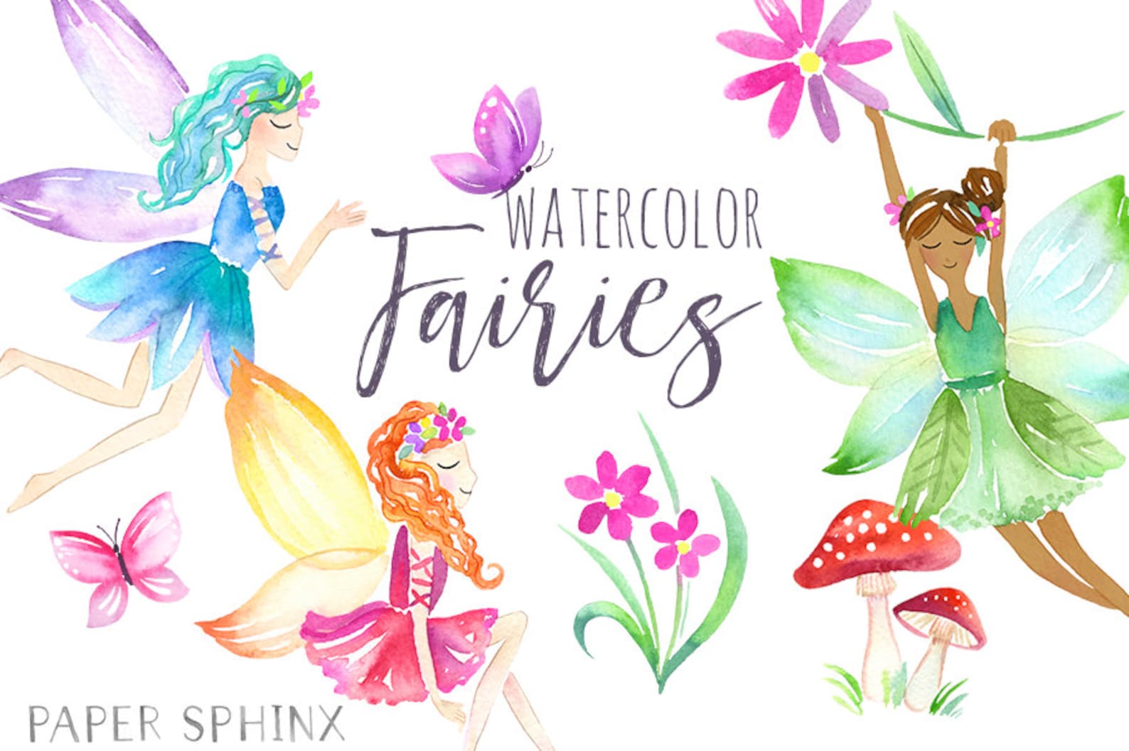 Watercolor Fairies Clipart | Flower Fairy Clipart - Fantasy Girls Art ...