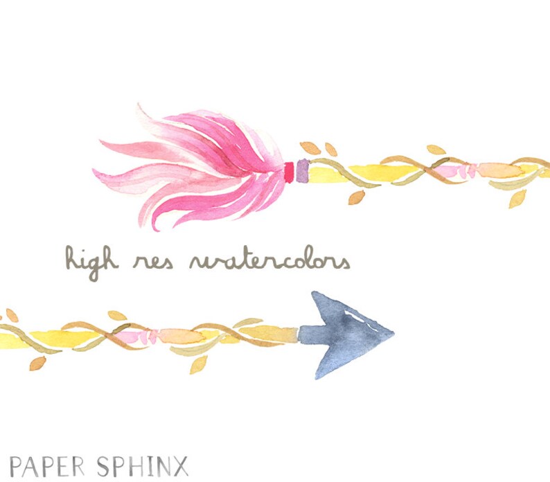 Watercolor Boho Arrows Clipart Woodland Arrows Clip Art | Etsy