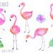 Watercolor Flamingos Clipart | Tropical Flamingos Summer Clipart ...