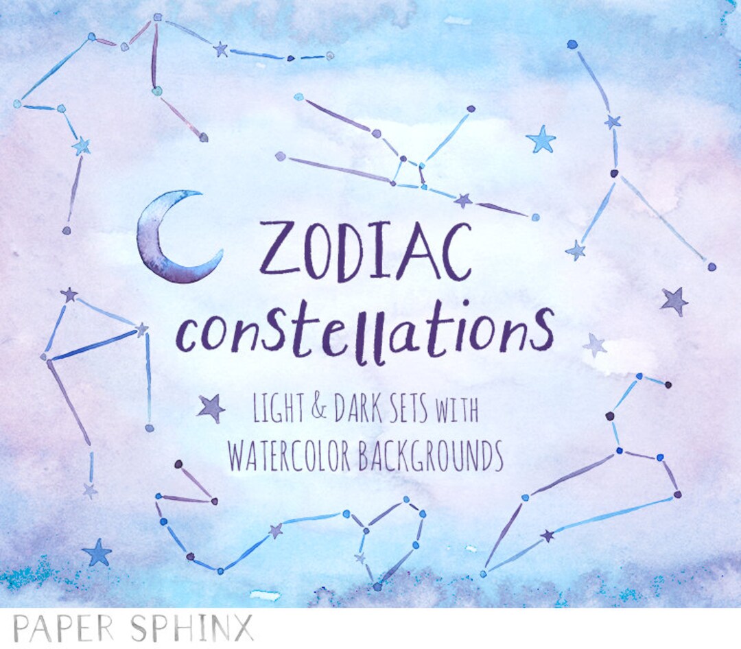 Watercolor Stars Clipart - Zodiac Constellations - Astrology Elements ...