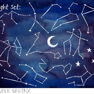 Watercolor Stars Clipart - Zodiac Constellations - Astrology Elements ...