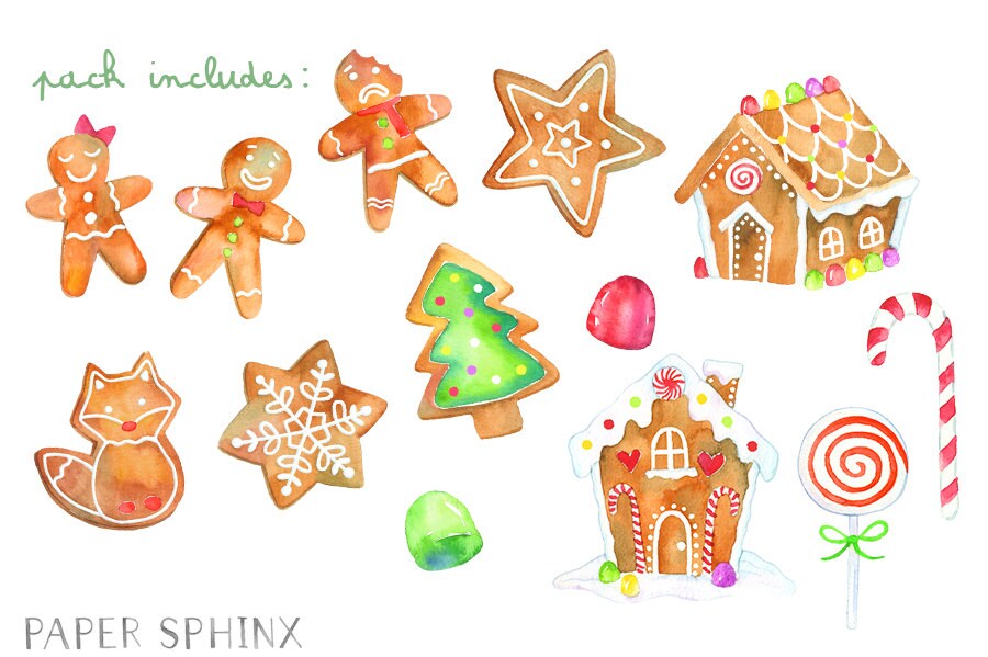 Christmas Cookies Clipart Gingerbread Man Clip Art Holiday - Etsy