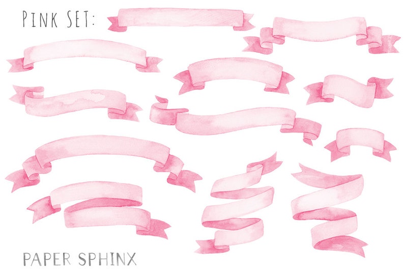 Watercolor Banners Clipart Ribbon Graphics Party Banners | Etsy