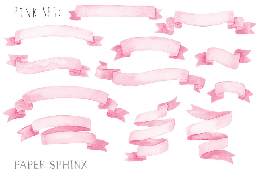 Watercolor Banners Clipart | Ribbon Graphics - Party Banners - Birthday ...
