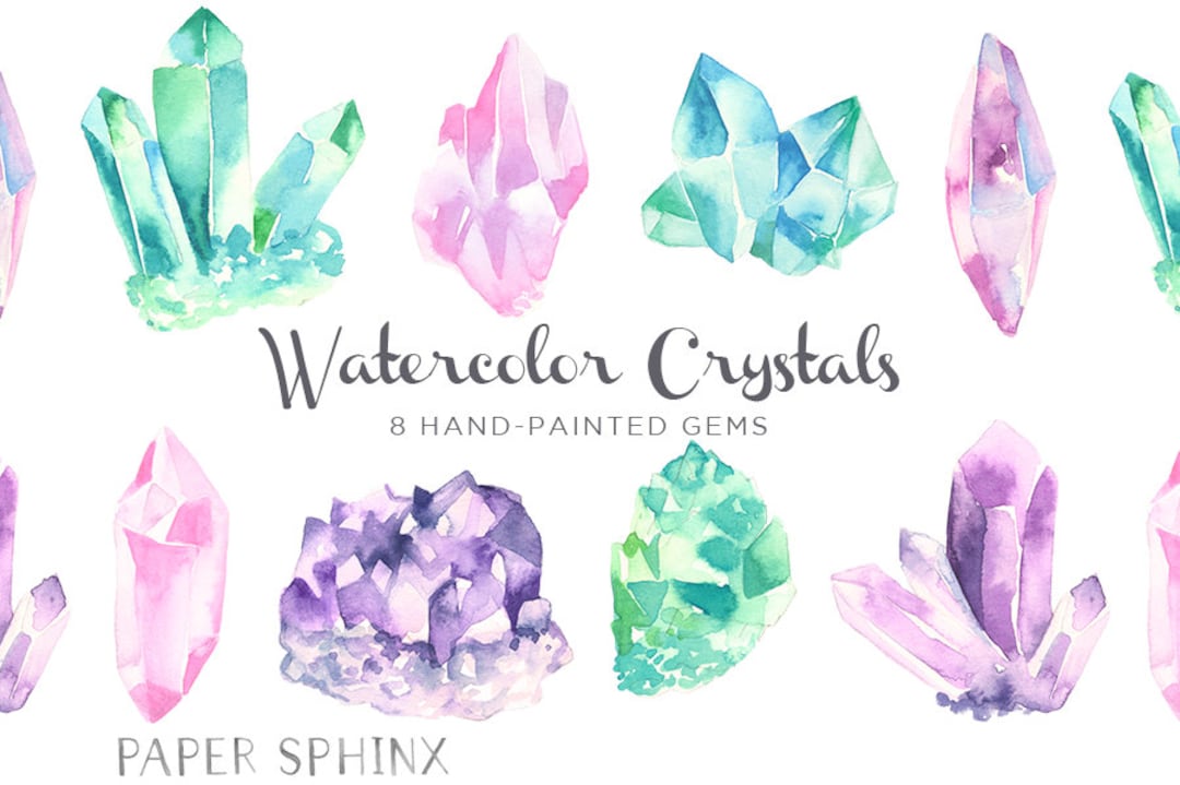 Watercolor Crystals Clip Art | Gems Clipart - Watercolor Gemstones and ...