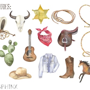 Watercolor Western Clipart | Cowgirl and Cowboy Clipart - Wild West ...
