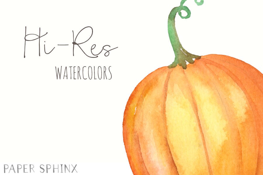 Watercolor Pumpkins Clipart Fall Clip Art Pumpkins and - Etsy