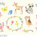 Watercolor Spring Woodland Clipart | Floral Woodland Animals - Spring ...